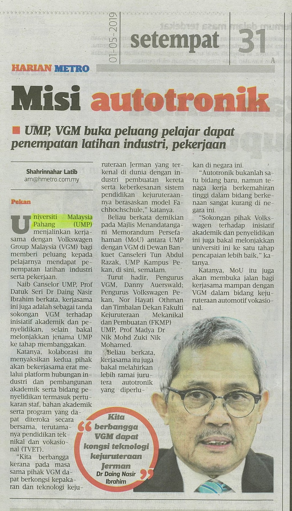 Misi autotronikUMPSA News